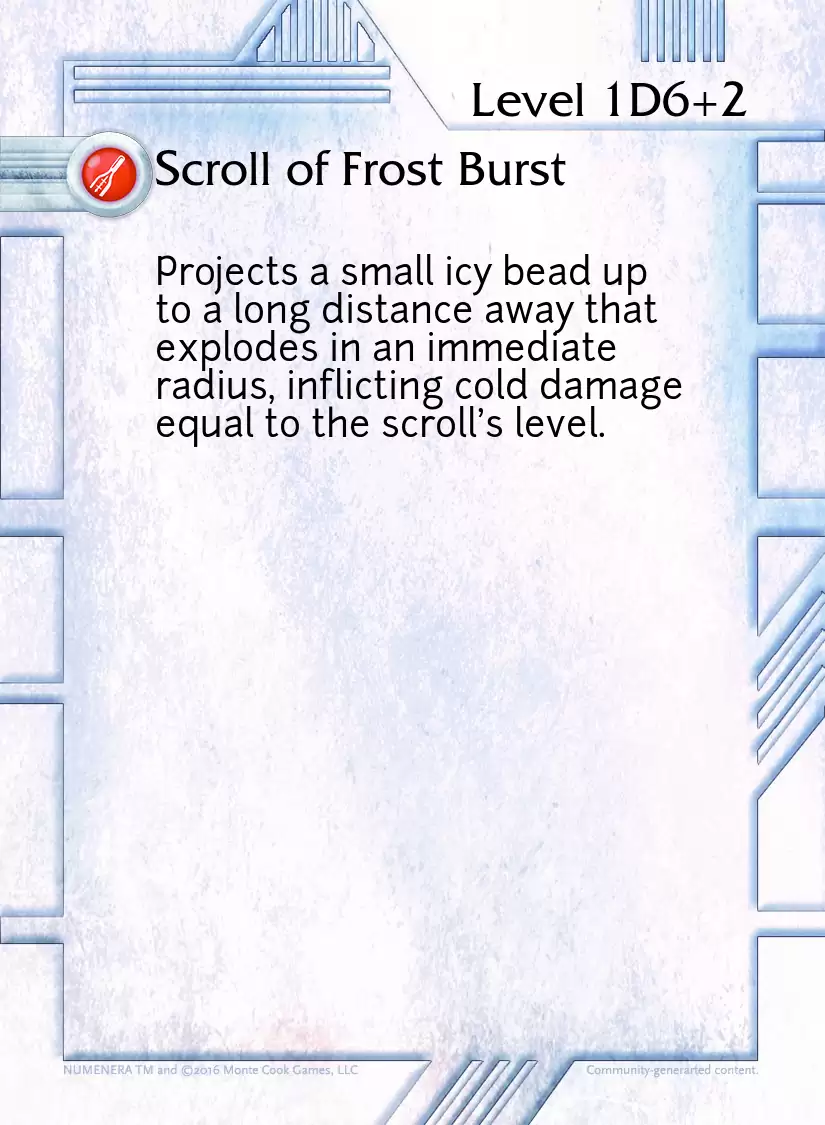 Scroll Of Frost Burst - Custom Card - Monte Cook Games | Numenera ...