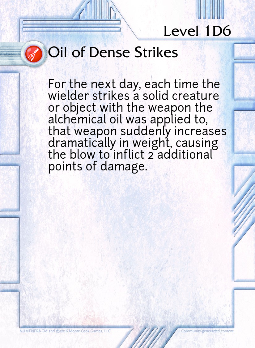 Oil Of Dense Strikes - Custom Card - Monte Cook Games | Numenera ...