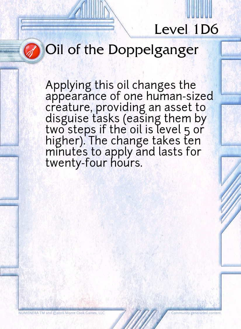 Oil Of The Doppelganger - Custom Card - Monte Cook Games | Numenera ...