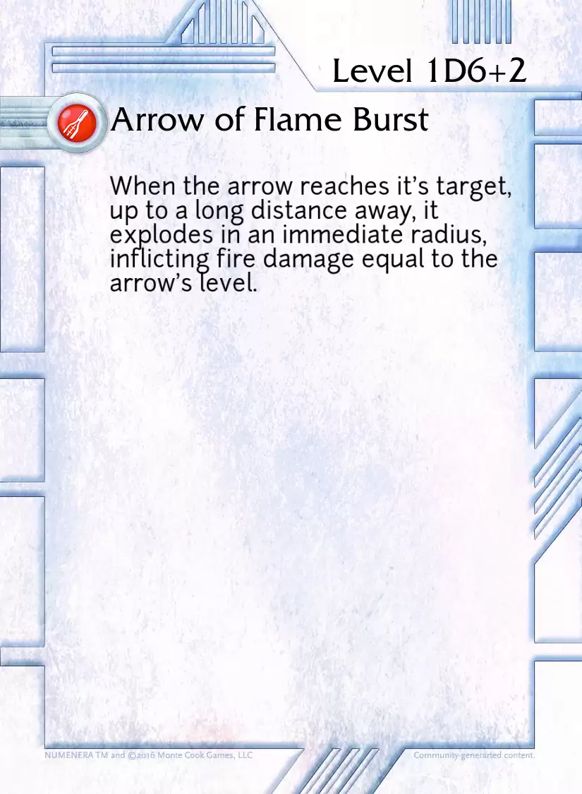 Arrow Of Flame Burst - Custom Card - Monte Cook Games | Numenera ...