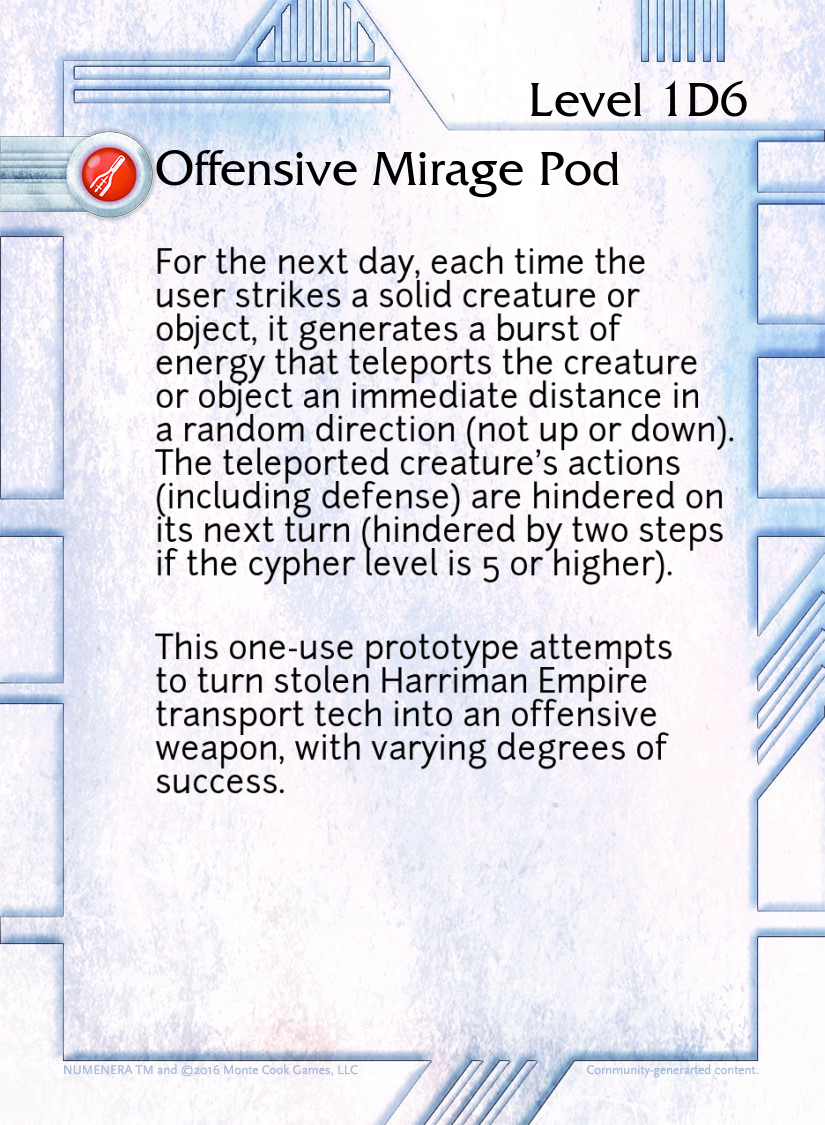 Offensive Mirage Pod - Custom Card - Monte Cook Games | Numenera ...