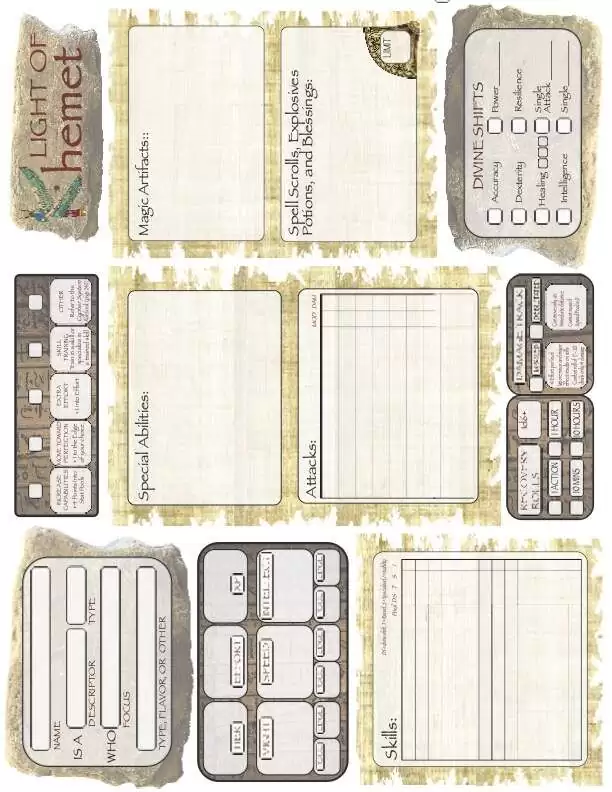 Light of Khemet Character Sheet (Egyptian Themed) - Monte Cook Games ...