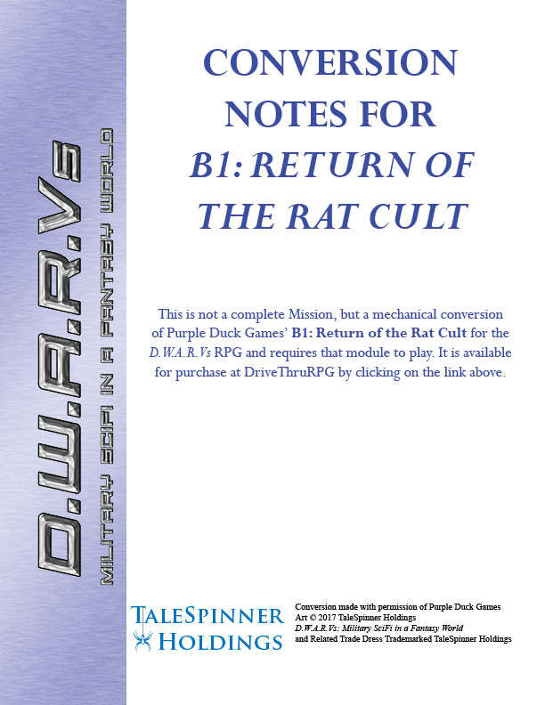 D.W.A.R.Vs Conversion: Return of the Rat Cult - TaleSpinner Holdings ...