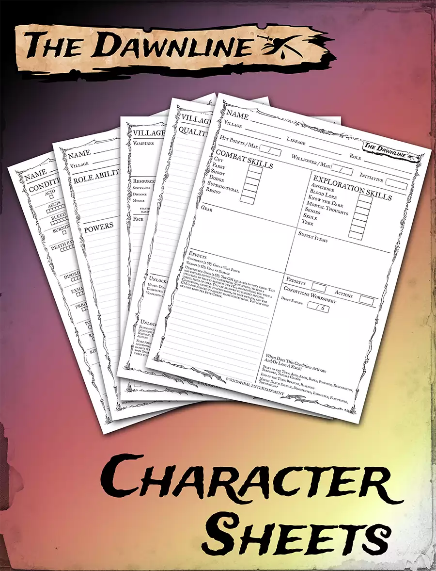 The Dawnline - Character Sheets - Voidspiral Entertainment | Sheets ...