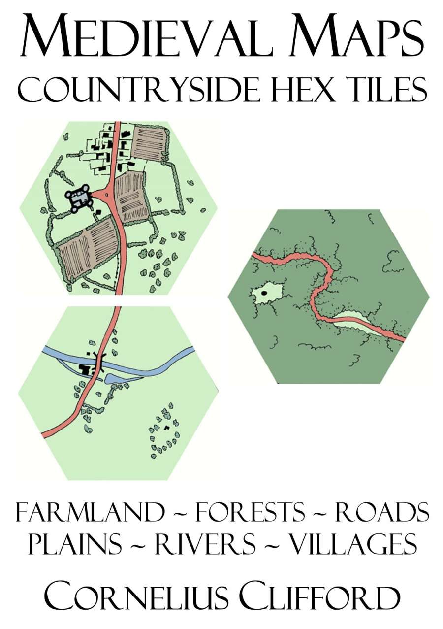 Medieval Maps - Countryside Hex Tiles Pack - Dreamworlds | DriveThruRPG
