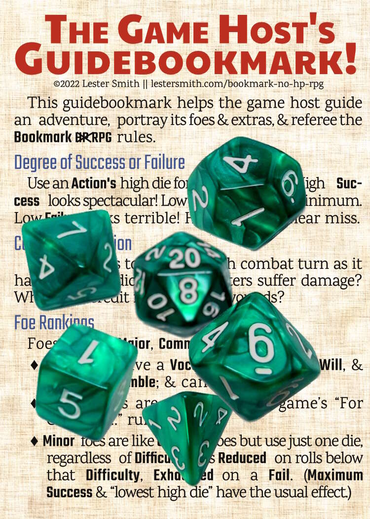 Game Host's Guidebookmark - Lester Smith Games | Bookmark No HP RPG ...
