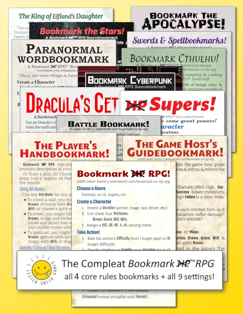 The Compleat Bookmark No HP RPG - PDFs [BUNDLE] - Lester Smith Games ...