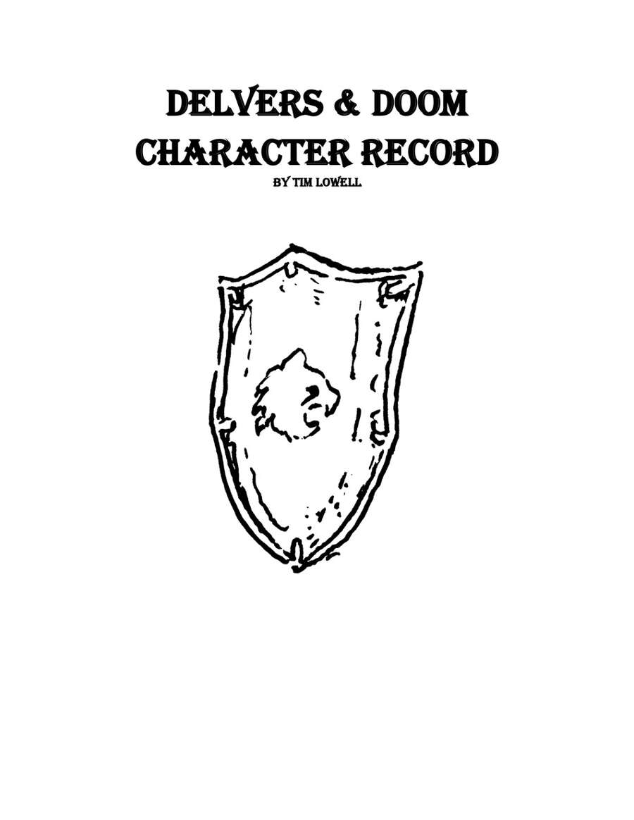 Delvers & Doom Character Record Sheet - Daring Dwarf Games | DriveThruRPG