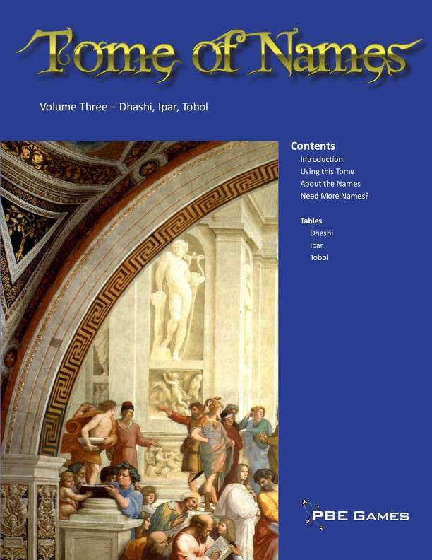Tome of Names - Volume Three - PBE Games | Game Bits | DriveThruRPG