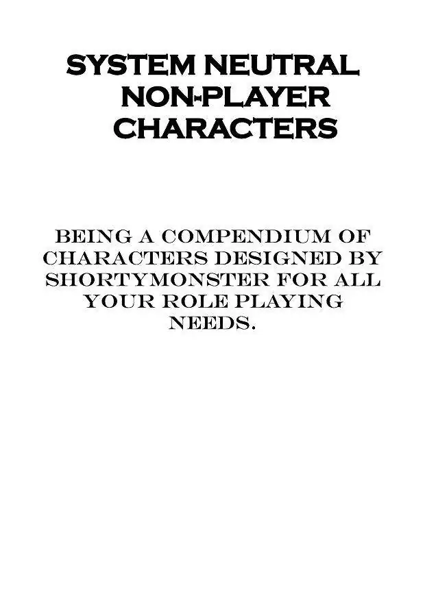 System neutral Non-player characters - Shortymonster | DriveThruRPG