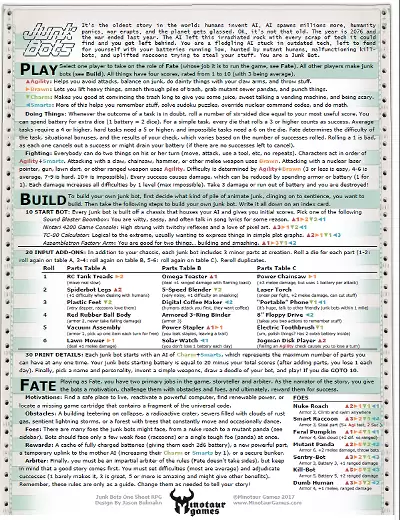 Junk Bots (One Page RPG) - Minotaur Games | DriveThruRPG