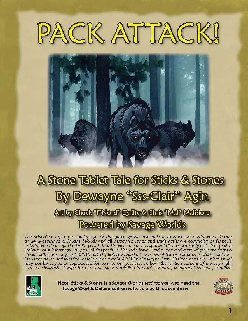 Pack Attack! An Adventure for the Sticks & Stones Prehistoric-ish Role ...