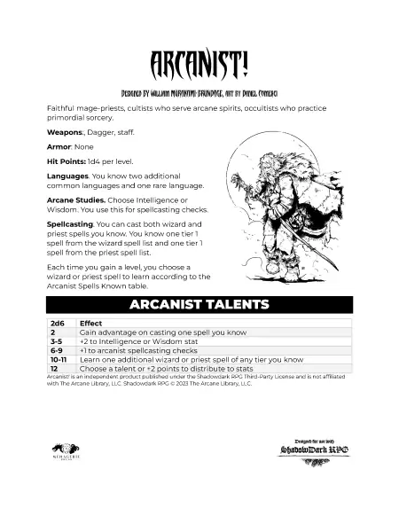 Arcanist for Shadowdark RPG - Menagerie Press | Shadowdark RPG ...