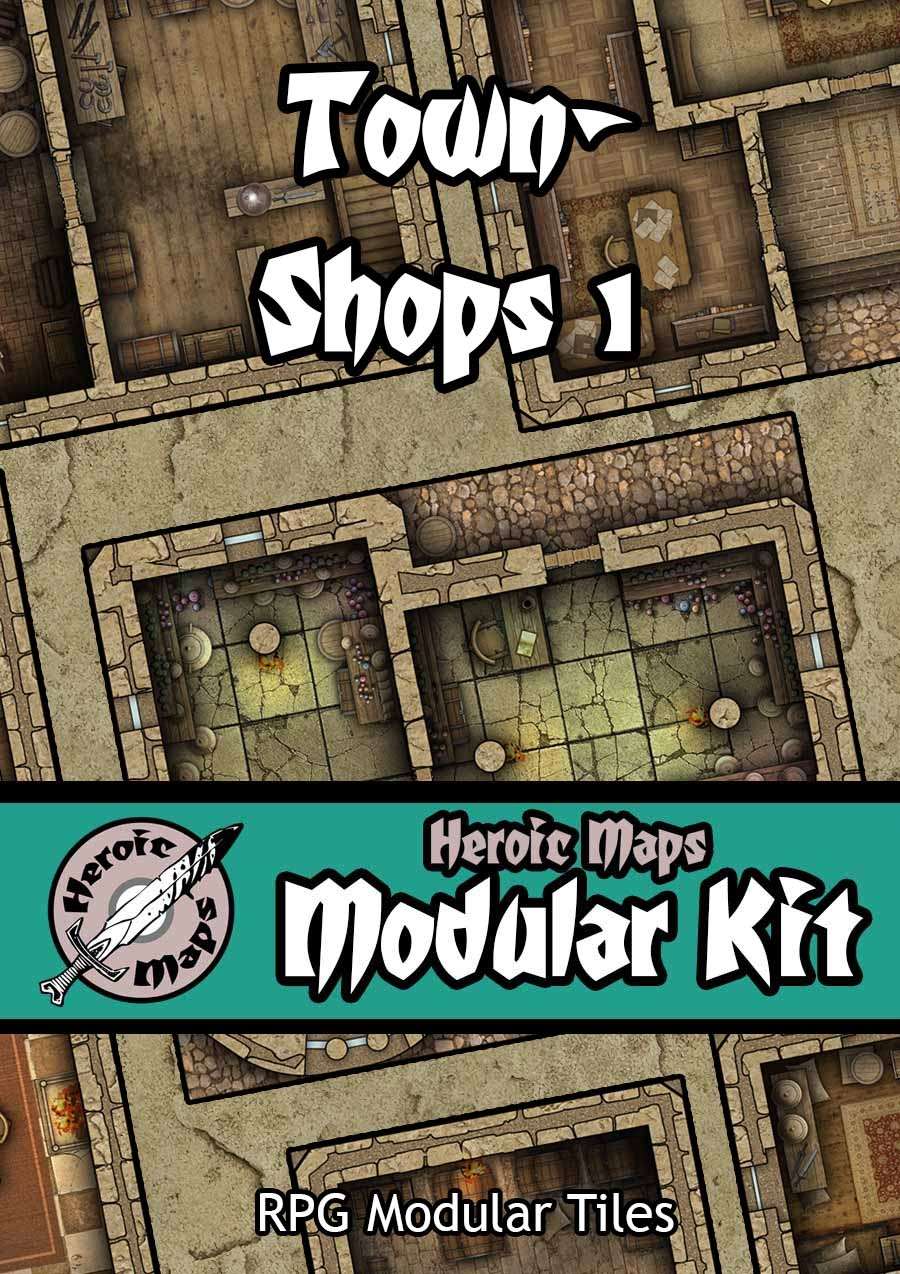 Heroic Maps - Modular Kit: Town - Shops 1 - Heroic Maps | Buildings ...