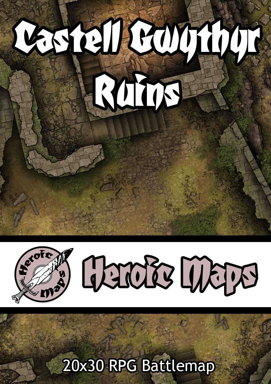 Heroic Maps - Castell Gwythyr Ruins - Heroic Maps | Buildings ...