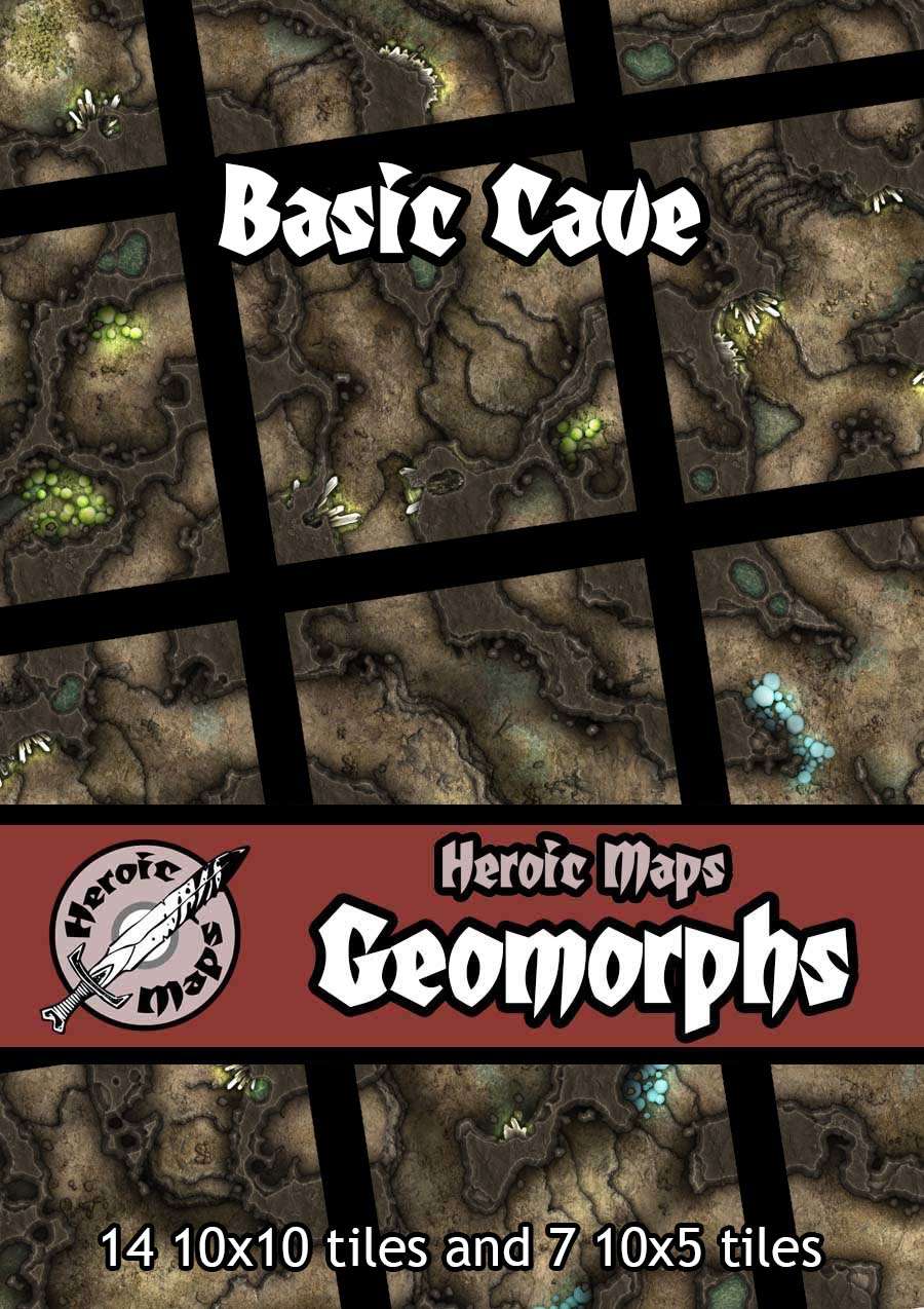 Heroic Maps - Geomorphs: Basic Cave - Heroic Maps | Caverns & Tunnels | Dungeons | Sewers ...