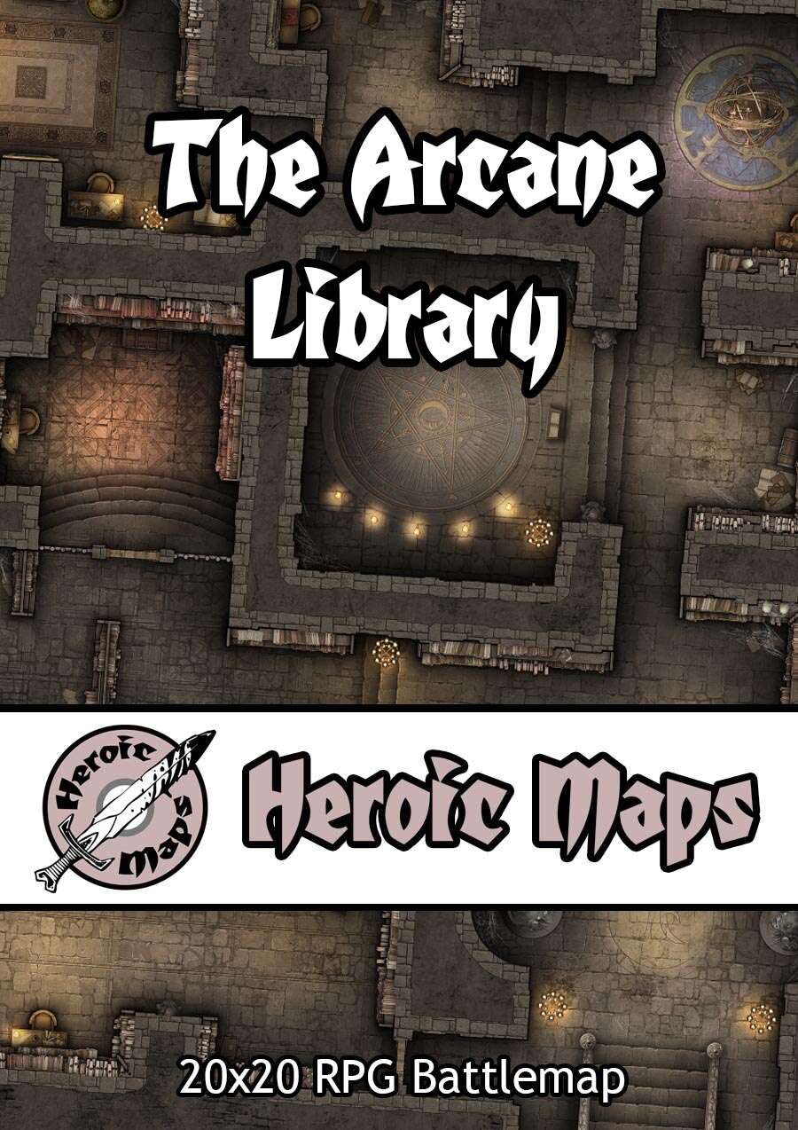 Heroic Maps - The Arcane Library - Heroic Maps | Buildings | Caverns ...