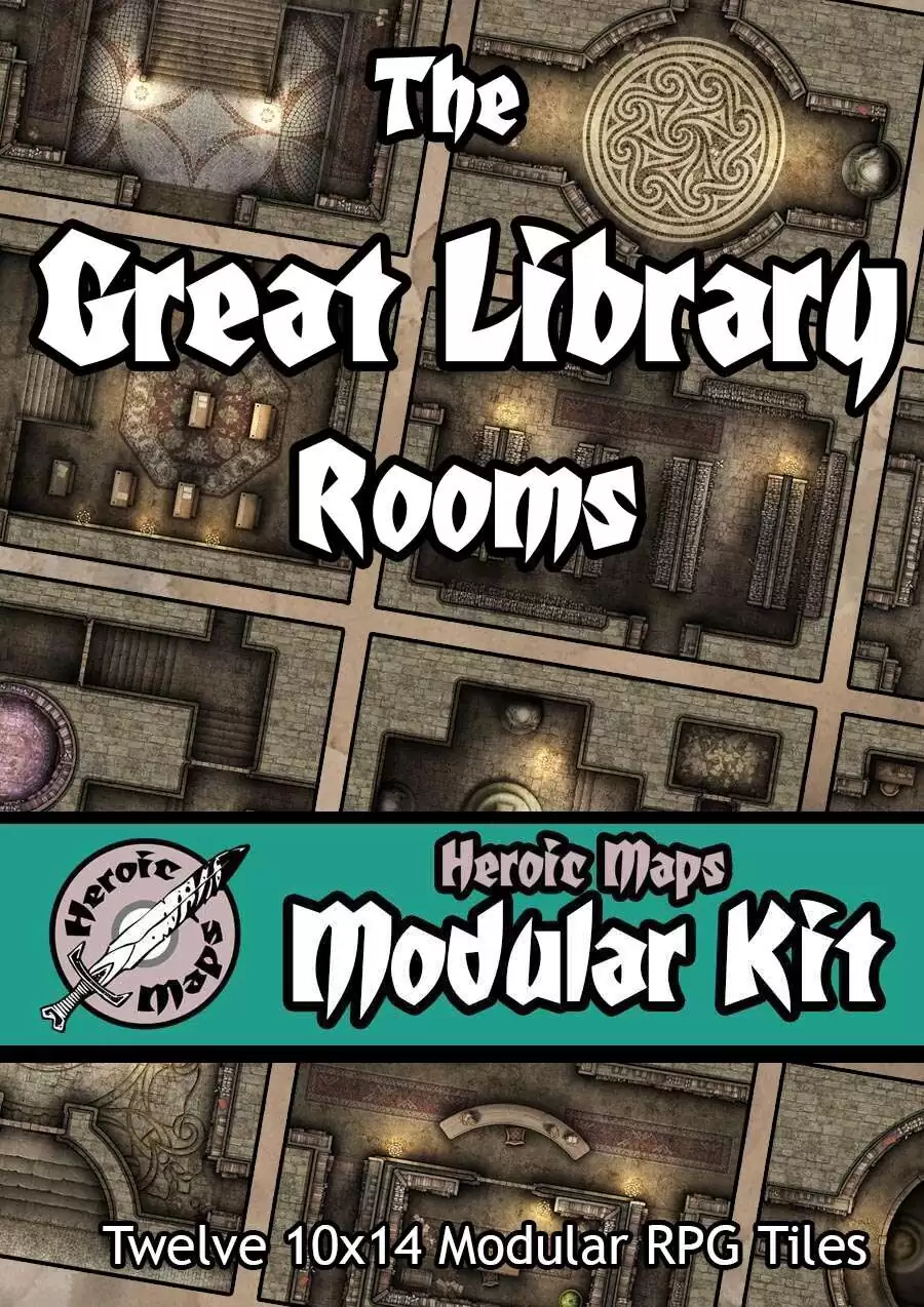 Heroic Maps - Modular Kit: The Great Library Rooms - Heroic Maps ...