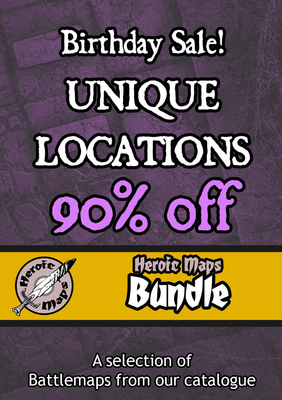 Heroic Maps - Birthday Sale 2024 Unique Locations [BUNDLE] - Heroic Maps | Bundles | DriveThruRPG