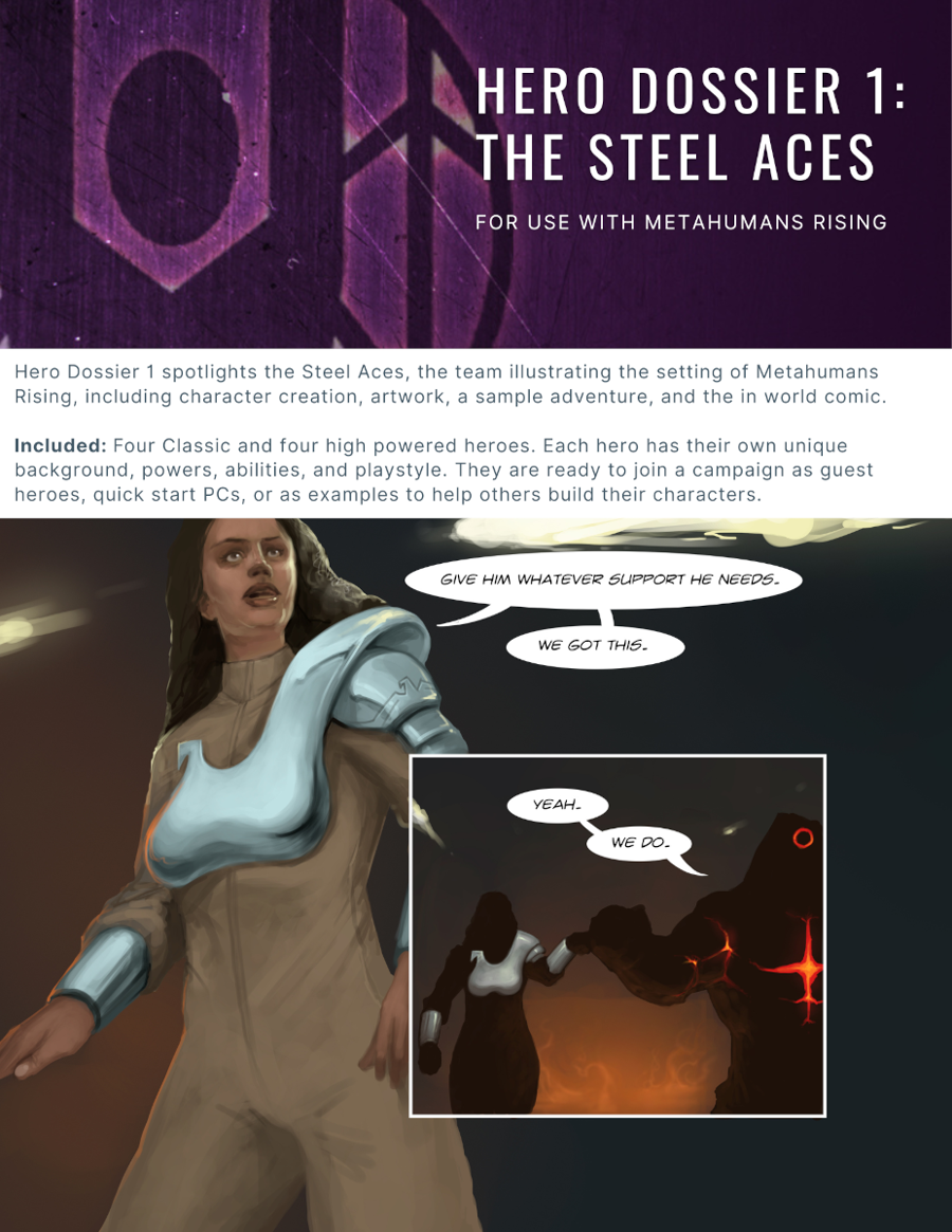 Metahumans Rising - Hero Dossier 1: The Steel Aces - House Dok Productions | DriveThruRPG