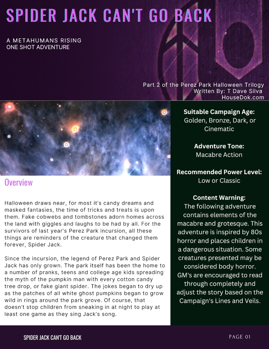 Spider Jack Can't Go Back - House Dok Productions | DriveThruRPG