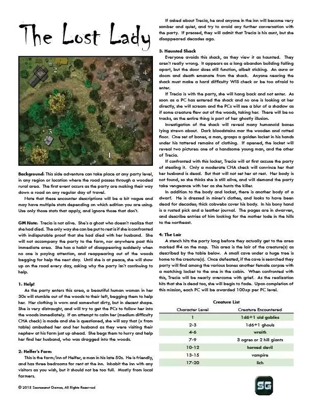 The Lost Lady - Izegrim Creations | DriveThruRPG