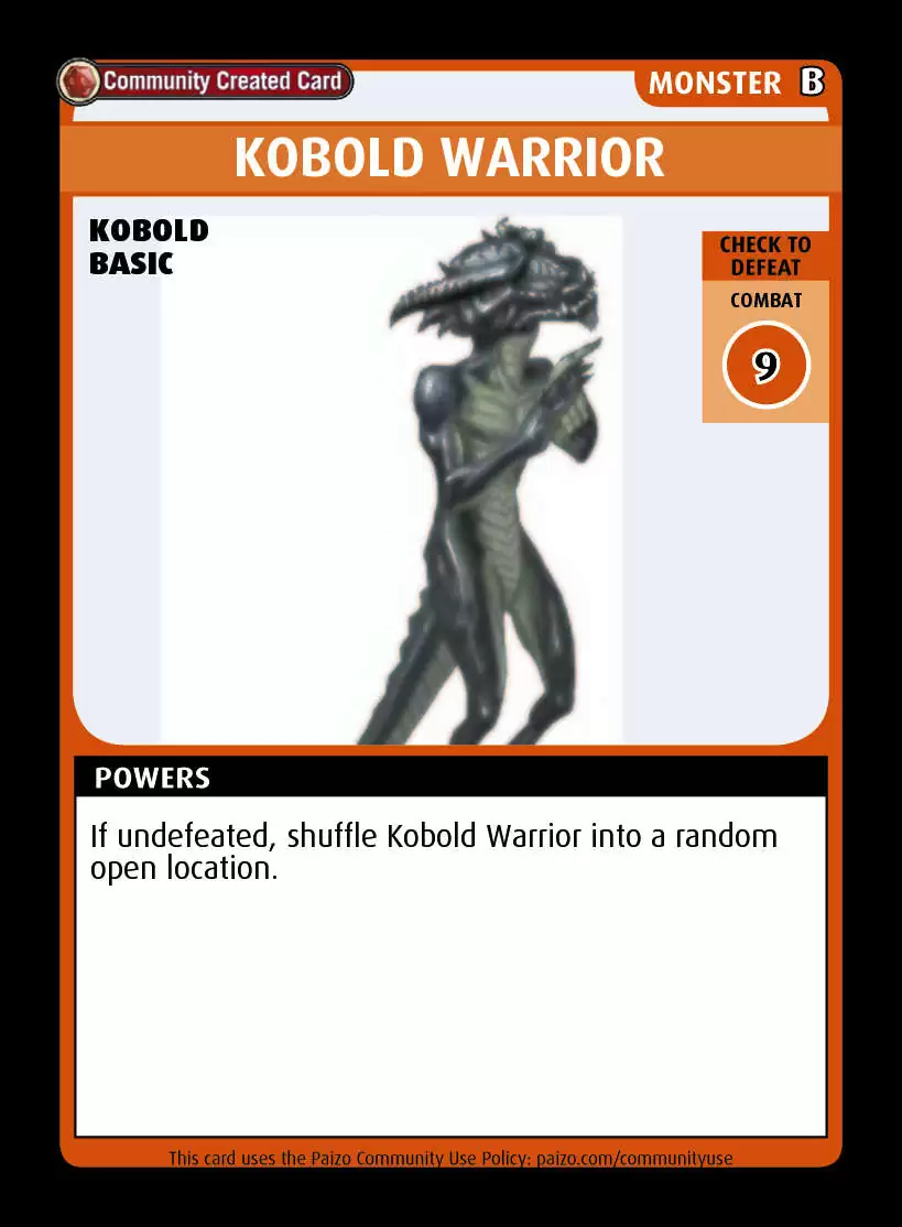 Kobold Warrior - Custom Card - Paizo | Pathfinder Adventure Card Game ...