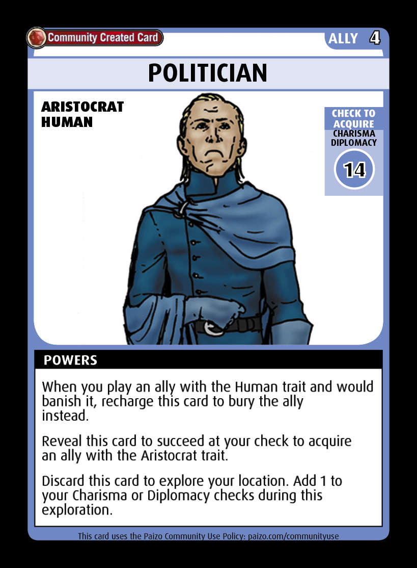 Politician - Custom Card - Paizo | Pathfinder Adventure Card Game ...