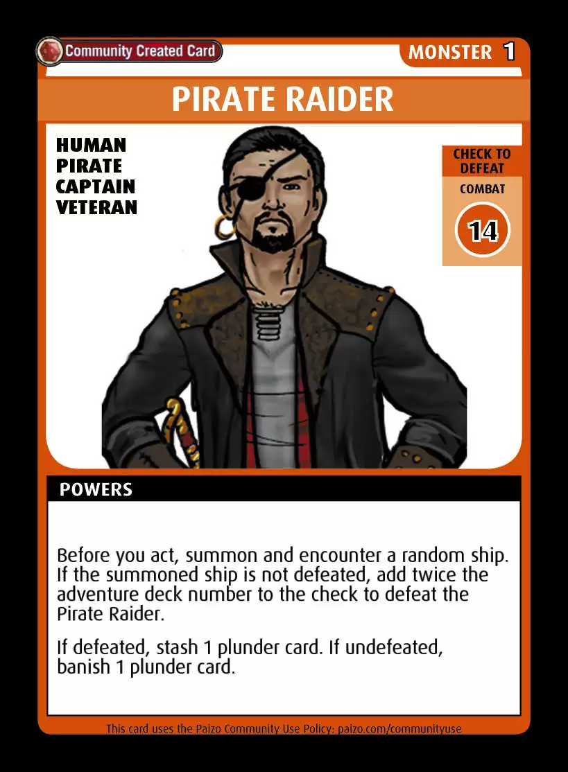 Pirate Raider - Custom Card - Paizo | Pathfinder Adventure Card Game ...