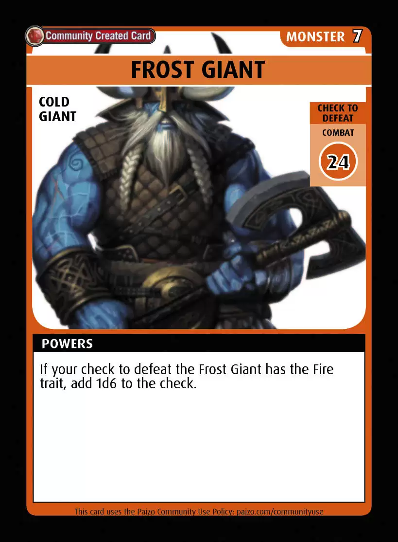 Frost Giant - Custom Card - Paizo | Pathfinder Adventure Card Game Community Cards | DriveThruRPG