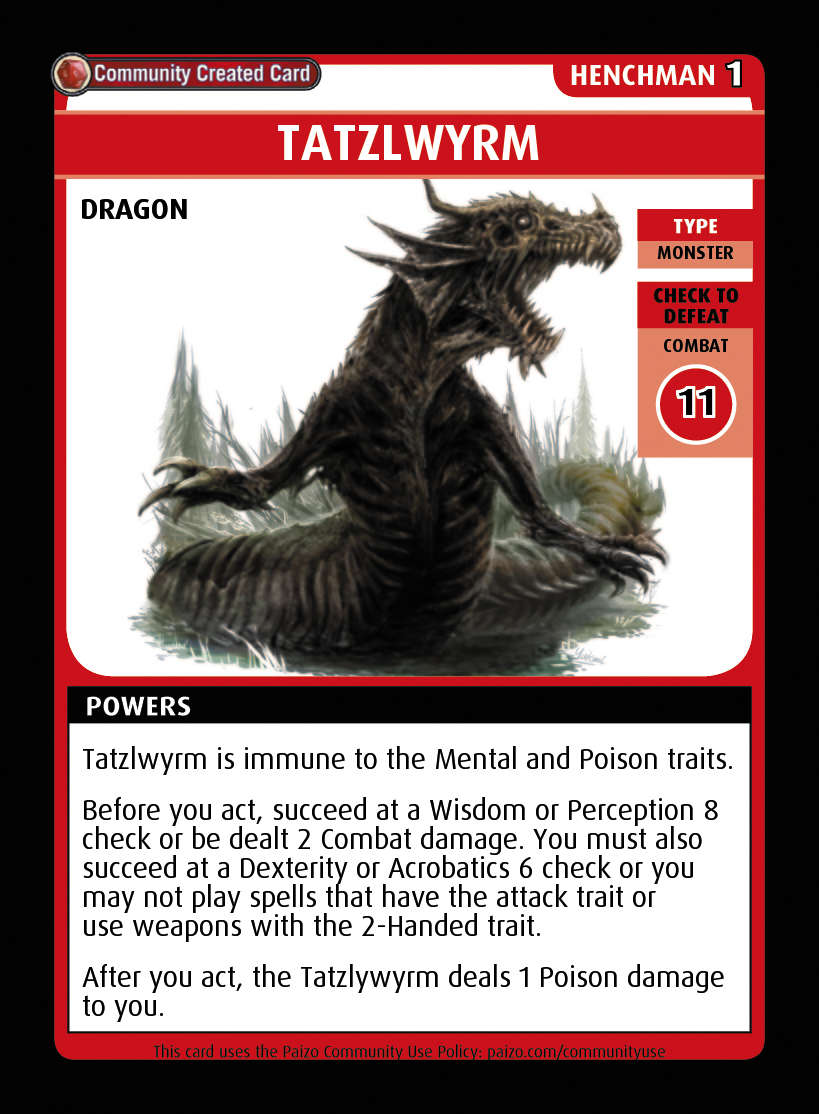 Tatzlwyrm - Custom Card - Paizo | Pathfinder Adventure Card Game ...