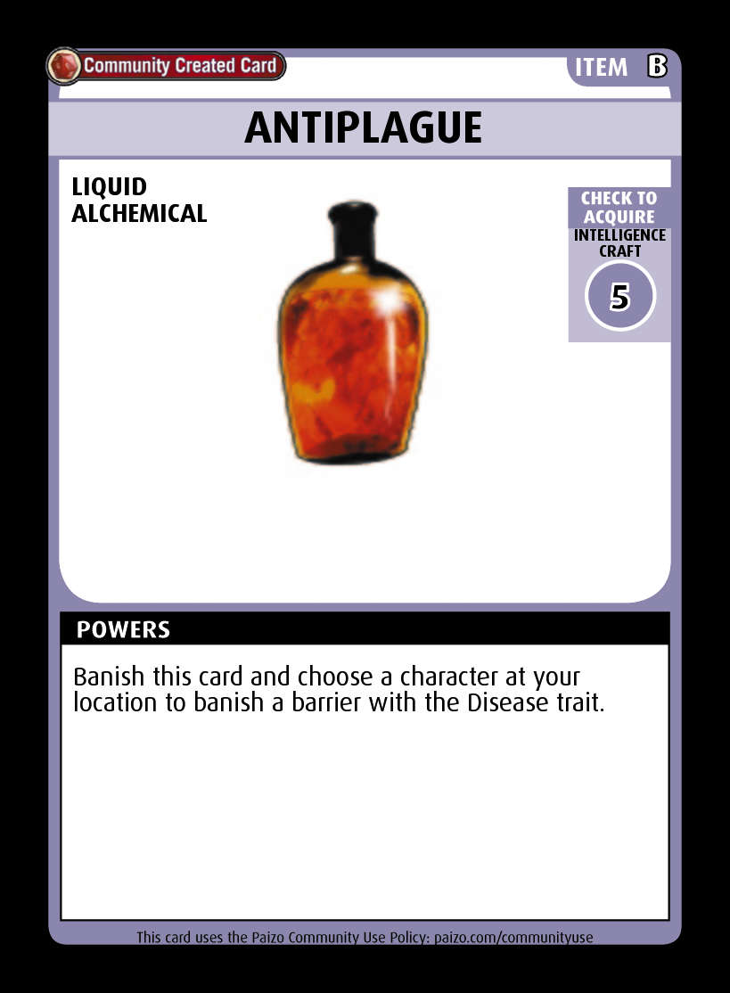 Antiplague - Custom Card - Paizo | Pathfinder Adventure Card Game ...