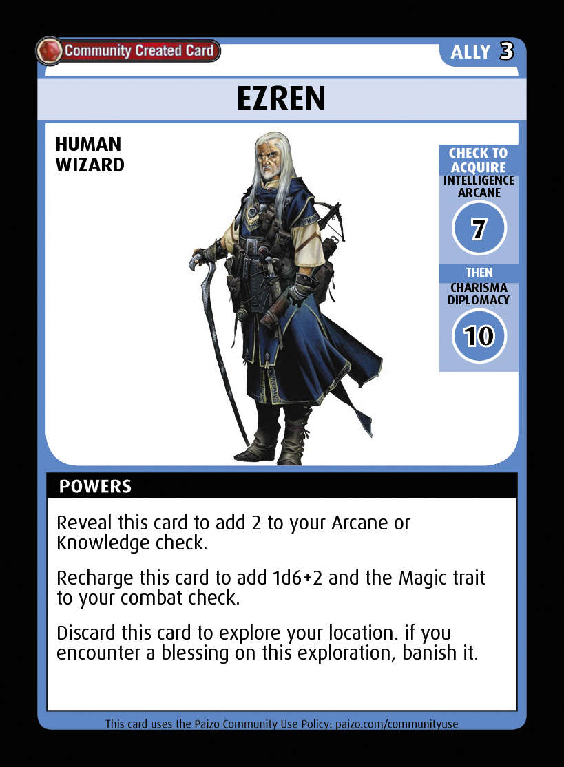 Ezren - Custom Card - Paizo | Pathfinder Adventure Card Game Community ...