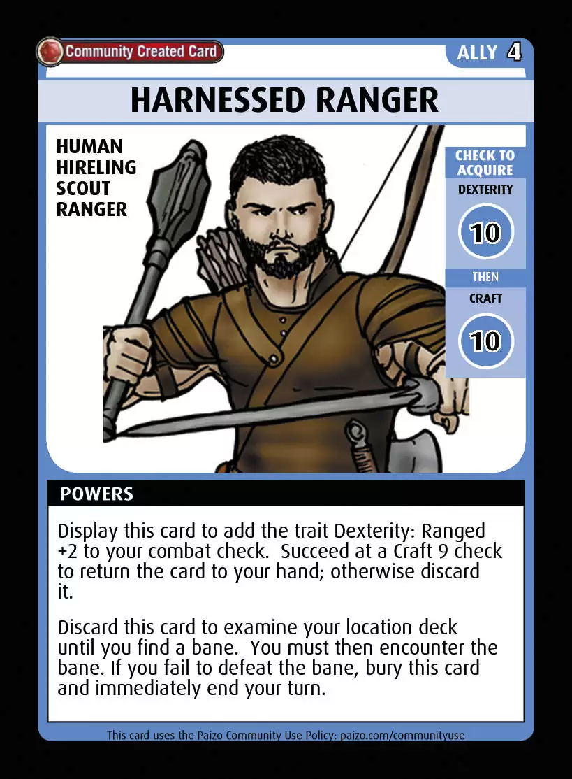 Harnessed Ranger - Custom Card - Paizo | Pathfinder Adventure Card Game ...
