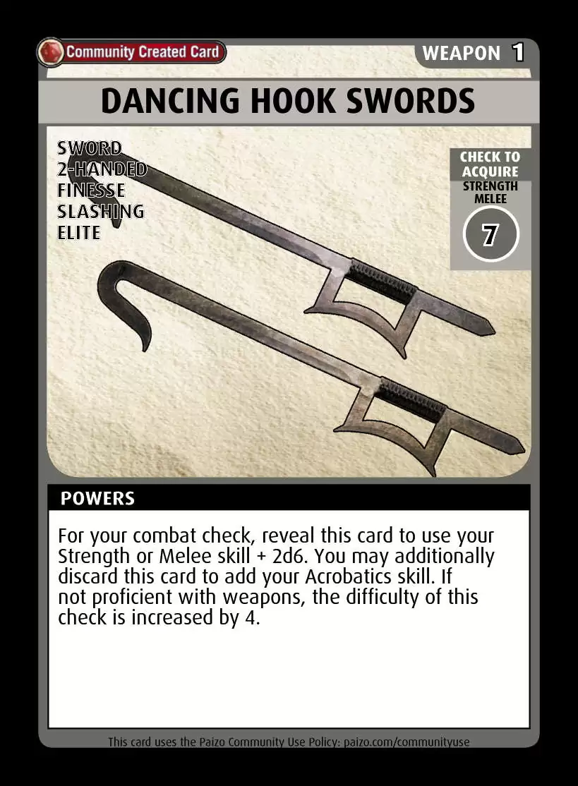 Dancing Hook Swords - Custom Card - Paizo | Pathfinder Adventure Card ...