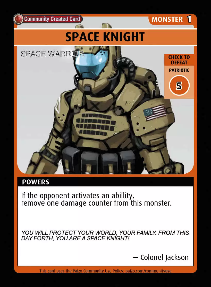 Space Knight - Custom Card - Paizo | Pathfinder Adventure Card Game ...