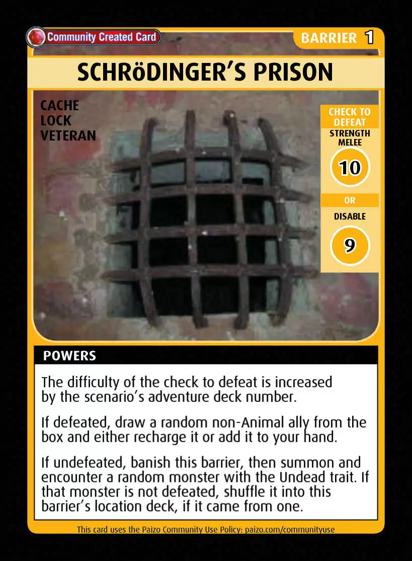 Schrödinger’s Prison - Custom Card - Paizo | Pathfinder Adventure Card ...