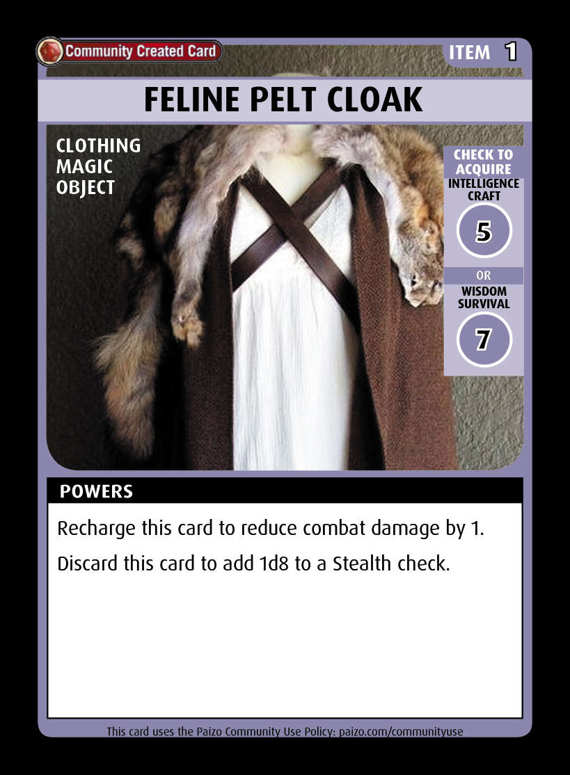 Feline Pelt Cloak - Custom Card - Paizo | Pathfinder Adventure Card ...