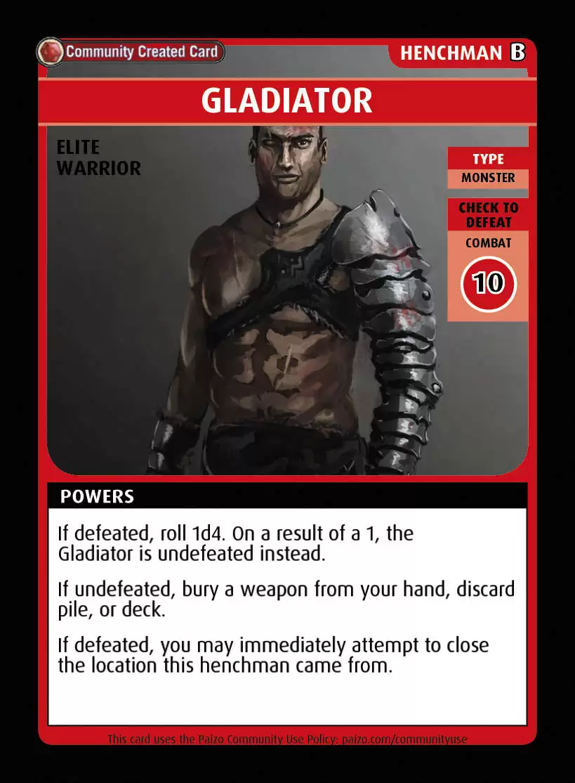 Gladiator - Custom Card - Paizo | Pathfinder Adventure Card Game ...