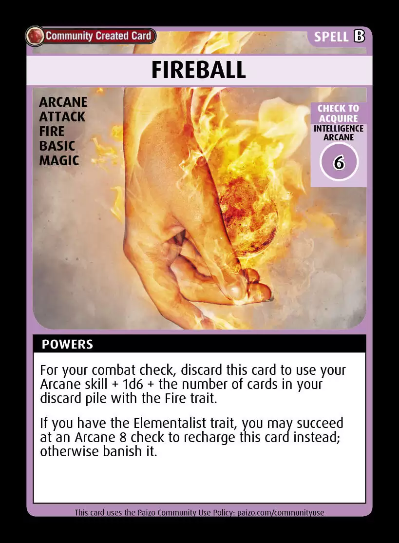 Fireball - Custom Card - Paizo | Pathfinder Adventure Card Game ...