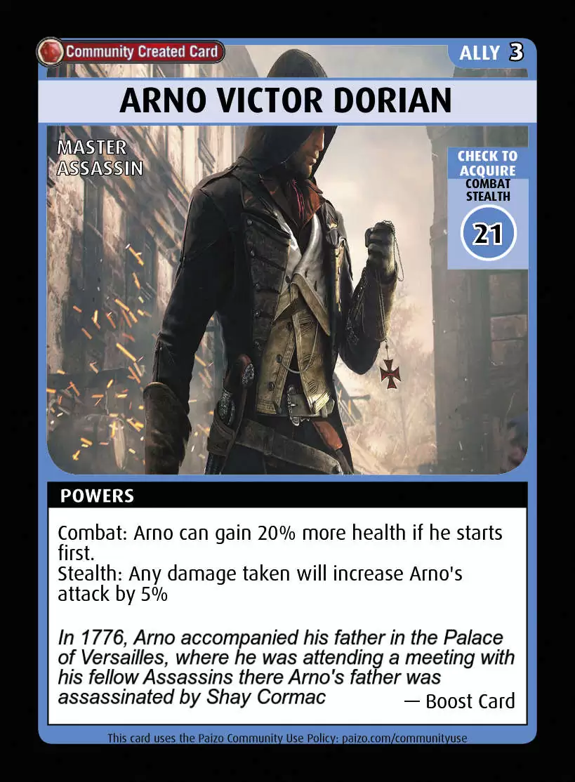 Arno Victor Dorian - Custom Card - Paizo | Pathfinder Adventure Card ...