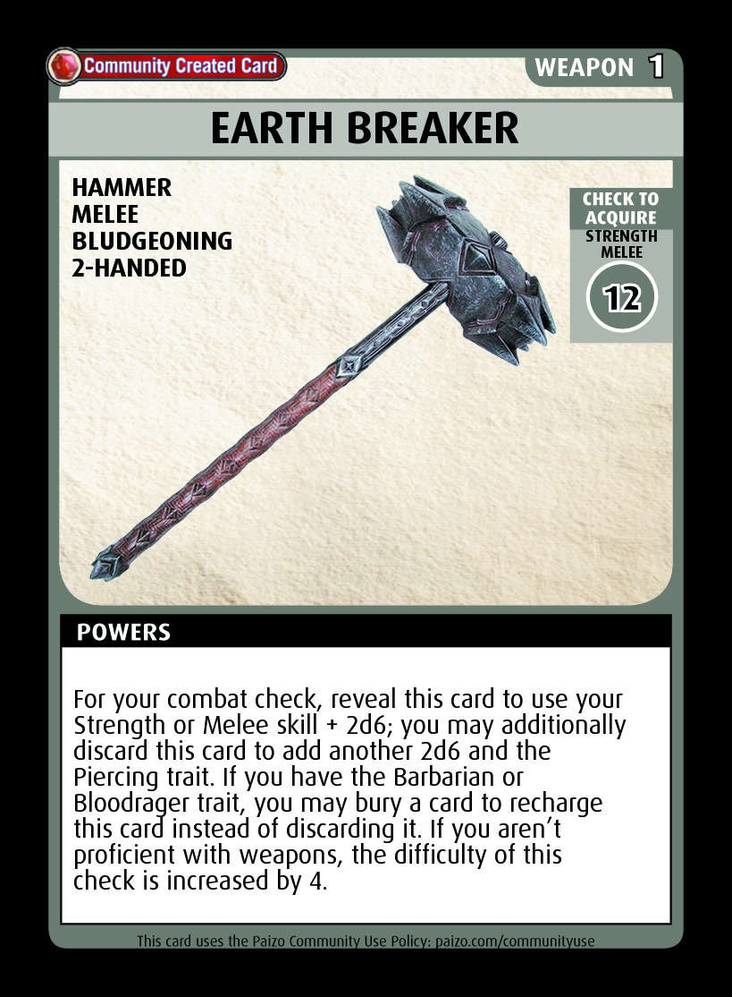 Earth Breaker - Custom Card - Paizo | Pathfinder Adventure Card Game ...