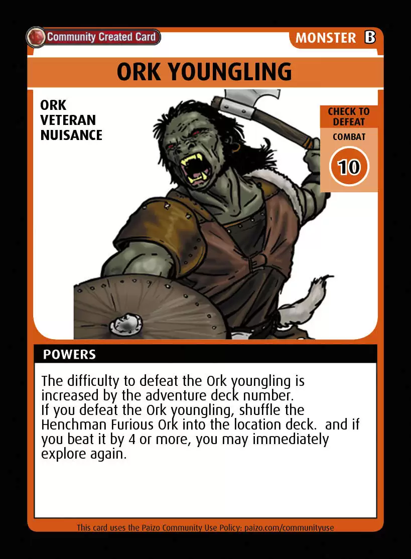 Ork Youngling - Custom Card - Paizo | Pathfinder Adventure Card Game ...