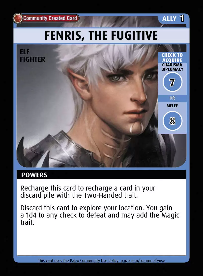 Fenris, The Fugitive - Custom Card - Paizo | Pathfinder Adventure Card ...