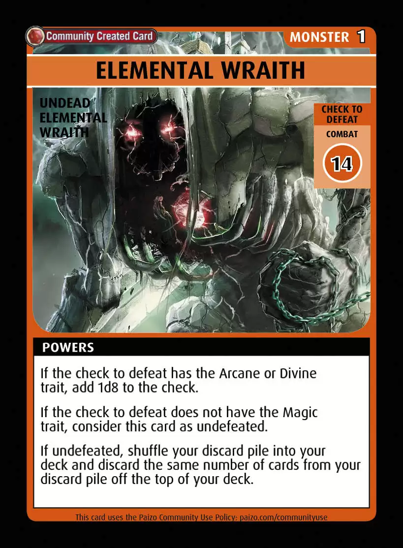 Elemental Wraith - Custom Card - Paizo | Pathfinder Adventure Card Game ...