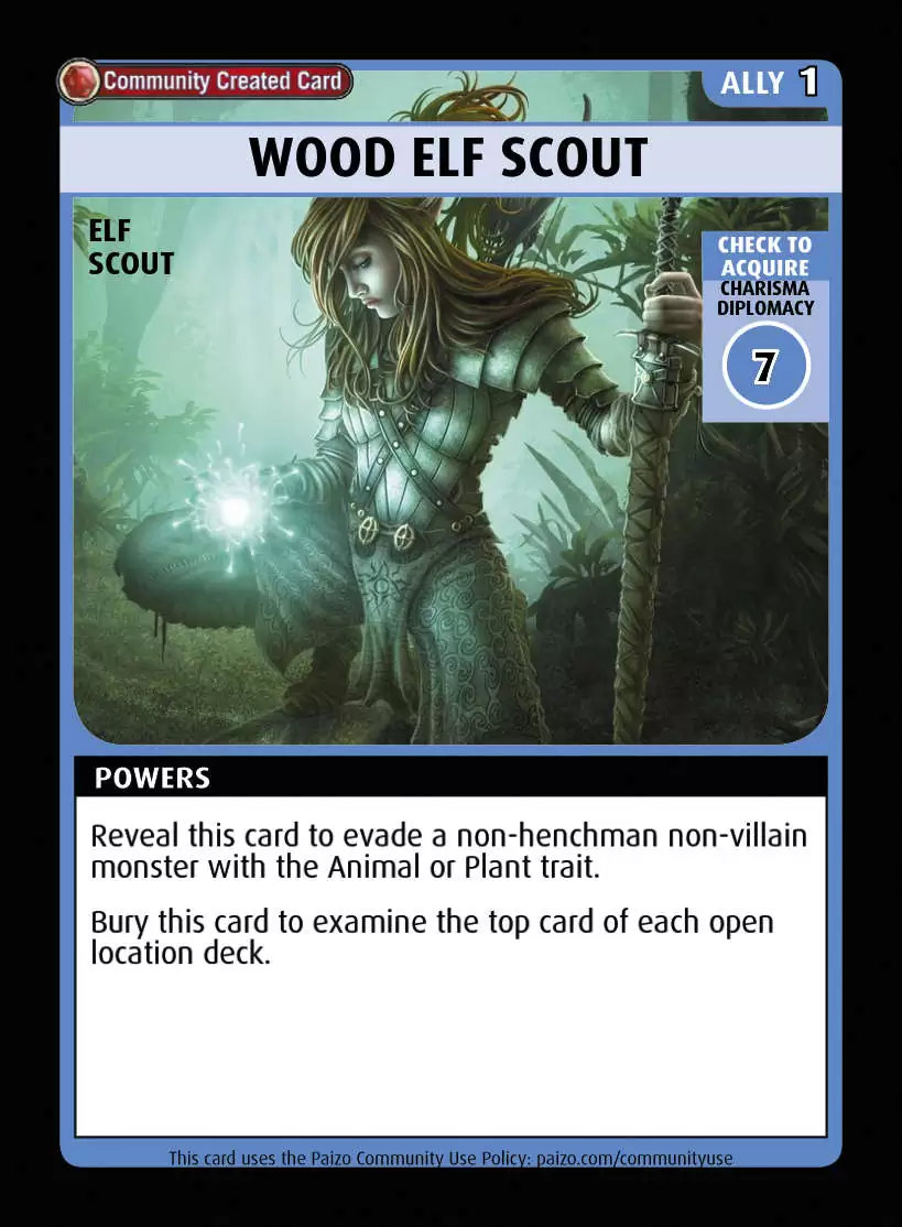 Wood Elf Scout - Custom Card - Paizo | Pathfinder Adventure Card Game ...