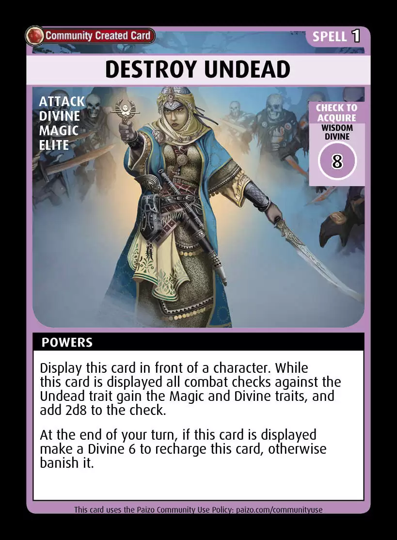 Destroy Undead - Custom Card - Paizo | Pathfinder Adventure Card Game ...