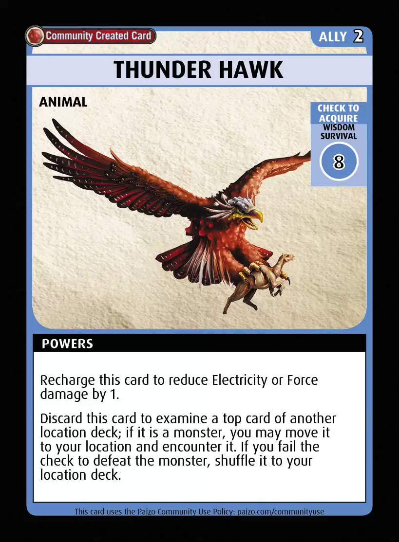 Thunder Hawk - Custom Card - Paizo | Pathfinder Adventure Card Game ...