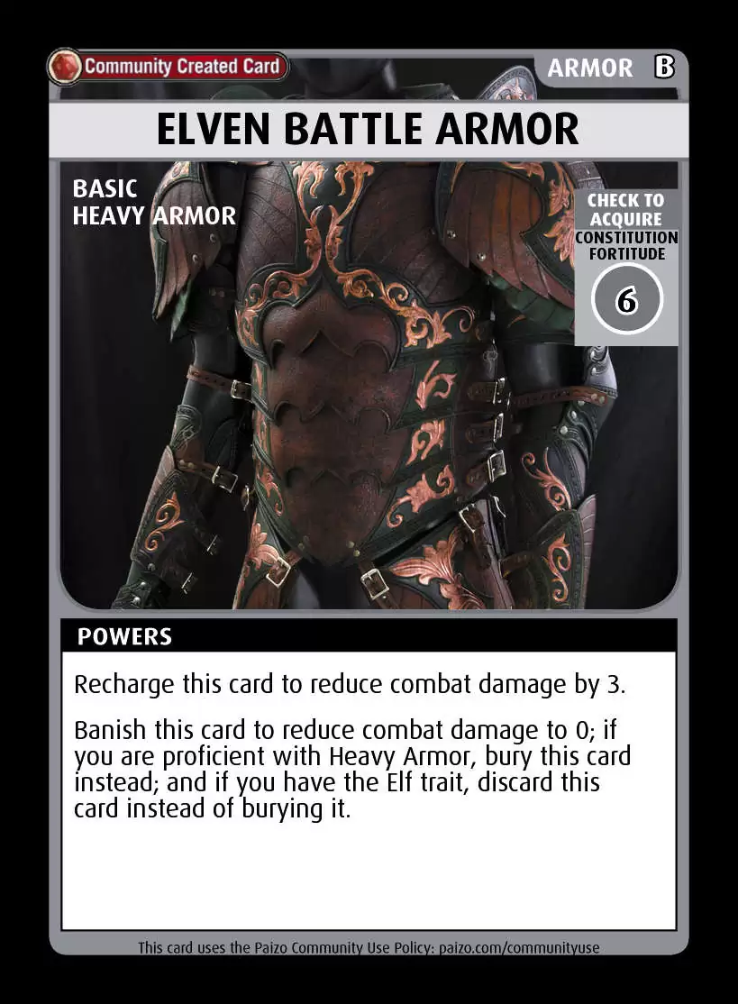 Elven Battle Armor - Custom Card - Paizo | Pathfinder Adventure Card ...