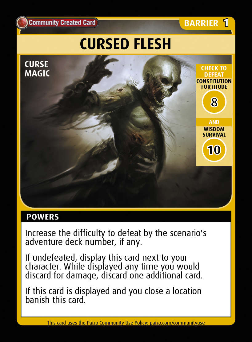 Cursed Flesh - Custom Card - Paizo | Pathfinder Adventure Card Game ...